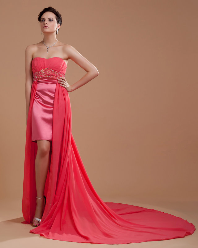 Beautiful Short Evening Party Dresses / Prom Dresses with long trains
