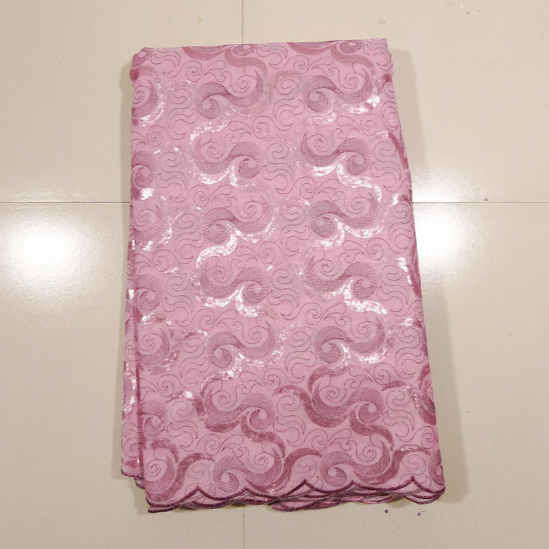 African Embroidery Lace Fabric For Evening Dresses Pink 130-135cm