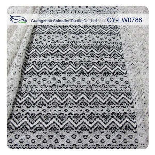 Jacquard Nylon Cotton Corded Lace Fabric For Garment Material SGS BV ITS CY-LW0788