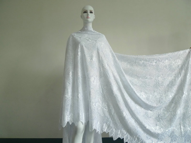 White Heavy African Lace Fabric Soft For Wedding Shoes / Dress
