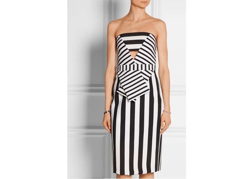 Striped Strapless Evening Party Dresses / Summer Contrasting Vertical Stripes