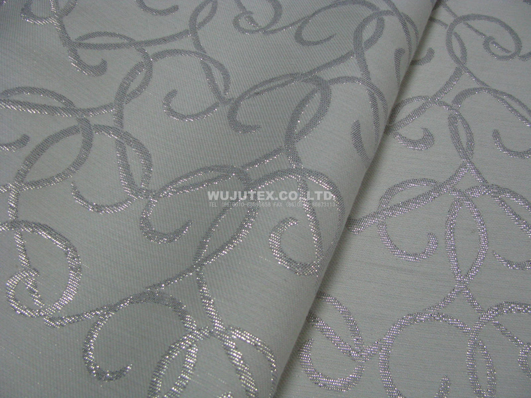 Ladies Fashion 240gsm Poly Cotton Silver Lurex Jacquard Woven Fabric for Clothes
