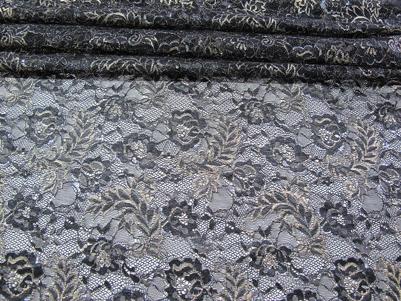 Vintage Metallic Lace Fabric Blue , Nylon Tulle Floral Lace Fabric SYD-0002