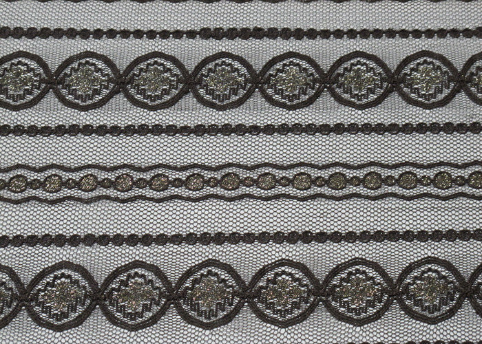 High Tenacity Metallic Lace Mesh Fabric For Upholstery 150cm Width CY-LW0208