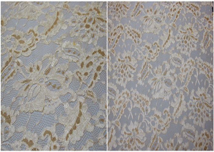 Underwear Nylon Metallic Lace Fabric Shrink-Resistant OEM / ODM CY-LW0219