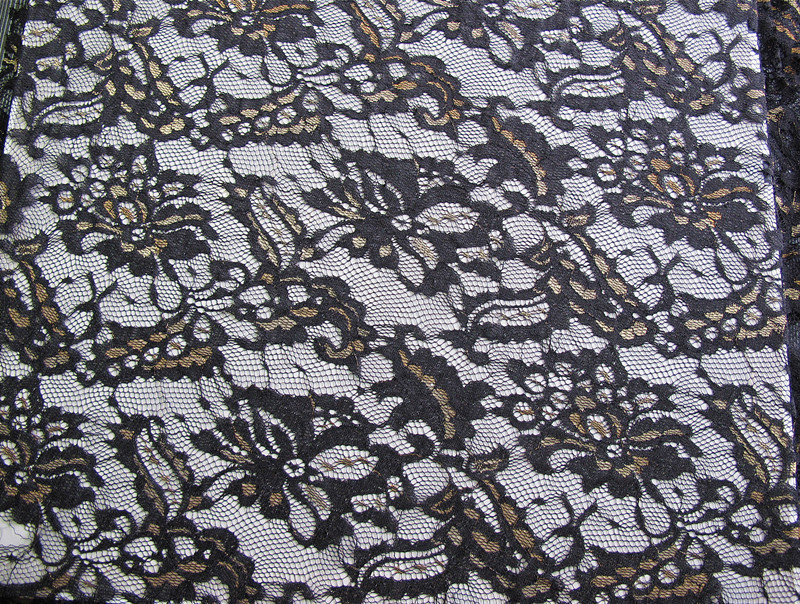 Eco Friendly Lace Metallic Nylon Fabric For Apparel Black CY-LW0219