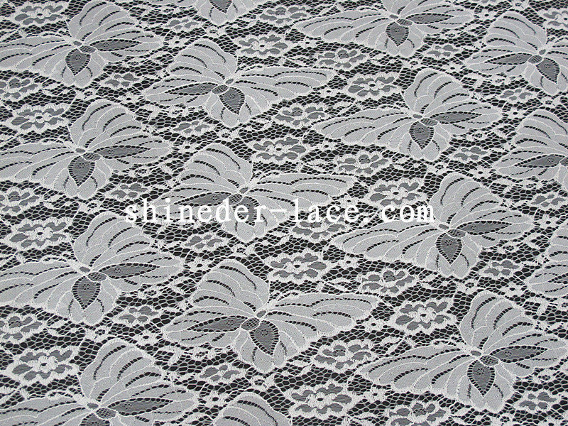 White Butterfly Design Nylon Lace Fabric Jacquard Technics For Dress SYD-0179