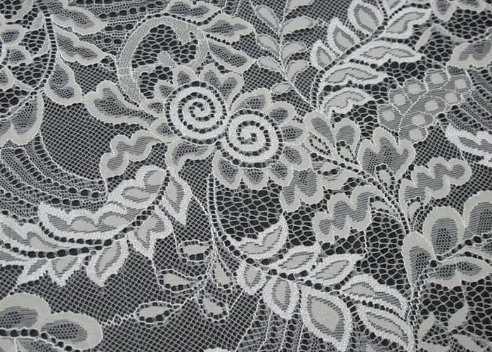 Elegant Popular Nylon Lace Fabric White Floral for Wedding Dress