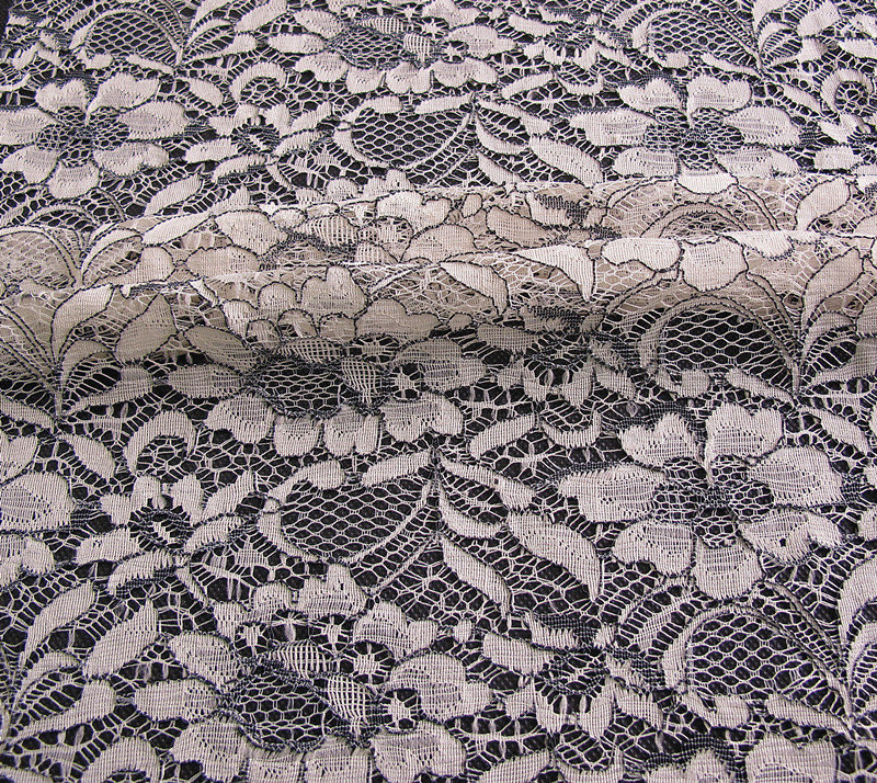 Guipure Corded Lace Fabric , Shrink-Resistant Polyester Nylon Fabric CY-LW0633