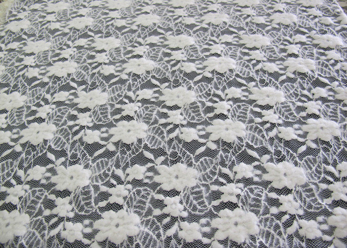 Washable Brushed Floral Lace Stretch Fabric / Nylon Cotton Spandex Fabric CY-LQ0043