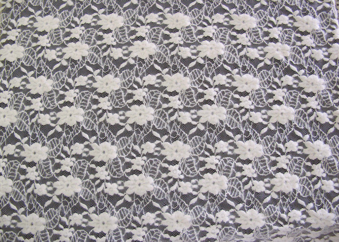 Ecological Standard White Brushed Lace Fabric For Wedding Dress CY-LQ0043