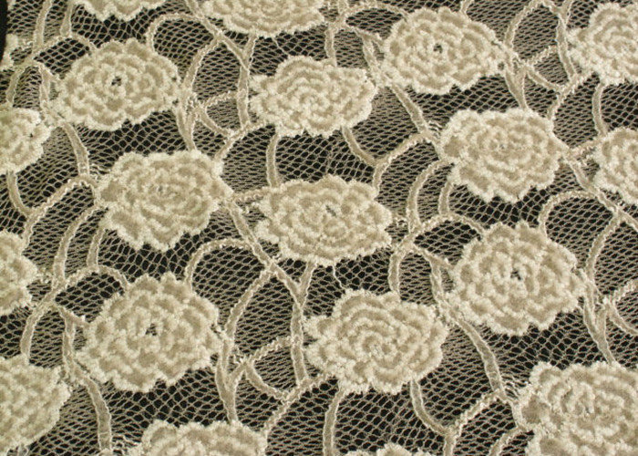 Eco-Friendly Brushed Lace Fabric Yellow , Garment Trimming Anti-Static Material CY-LQ0039
