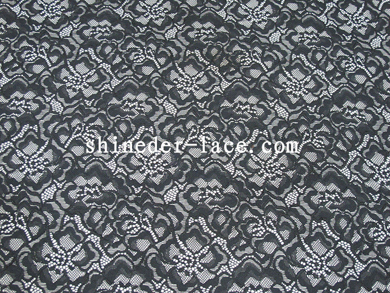 Custome Design Black Stretch Lace Fabric Allover Flower For Women SYD-0184
