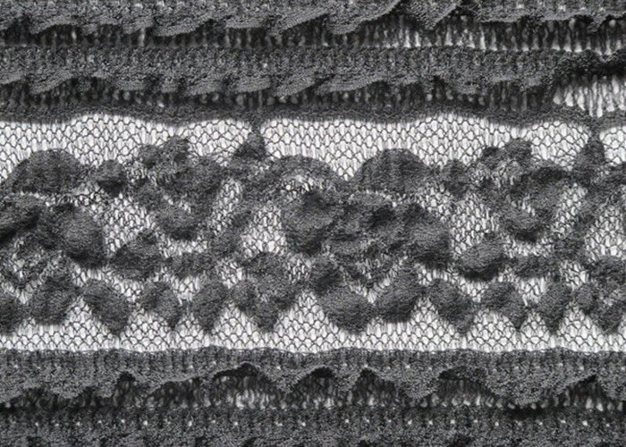 Soft Spandex Black Stretch Lace Fabric With 130cm Width OEM / ODM CY-LW0480