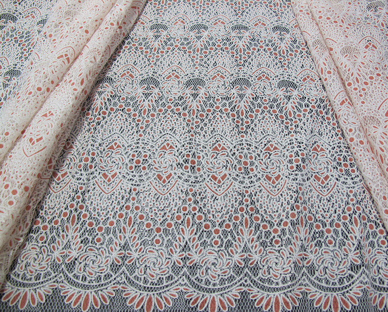 Black Unique Cotton Polyester Lace Fabric Knitted with Burnout Flower Lace for Ladies Garment(CY-DK0020)