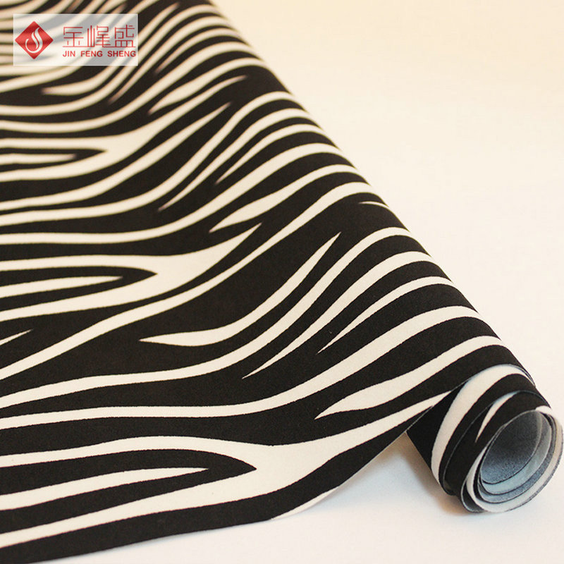 Striped Velvet Upholstery Fabric Flocking Material with Polyester Non Woven