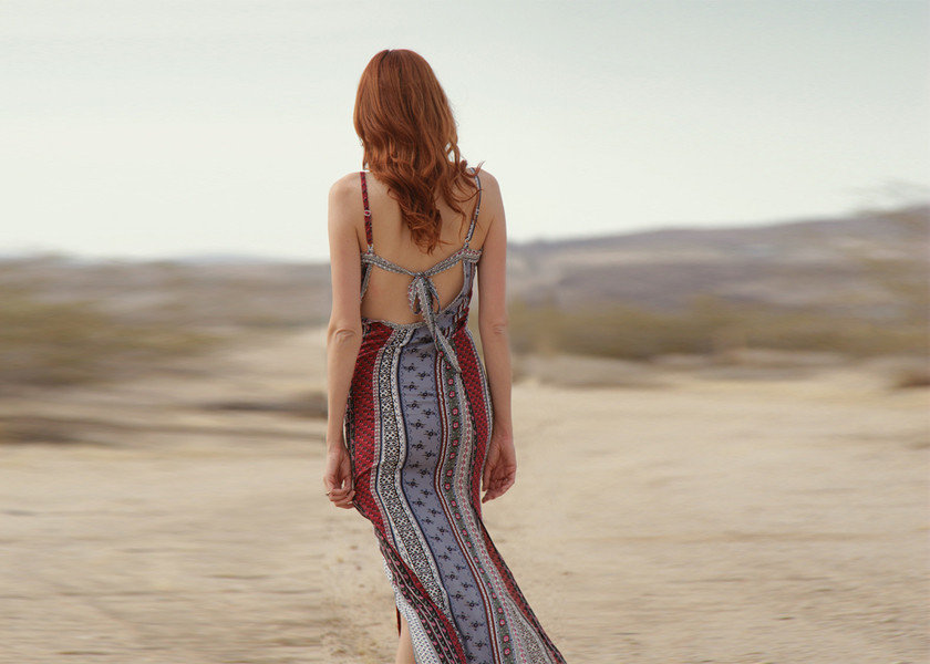 Border Printed Girl Maxi Dress With Adjustable Spaghetti Straps