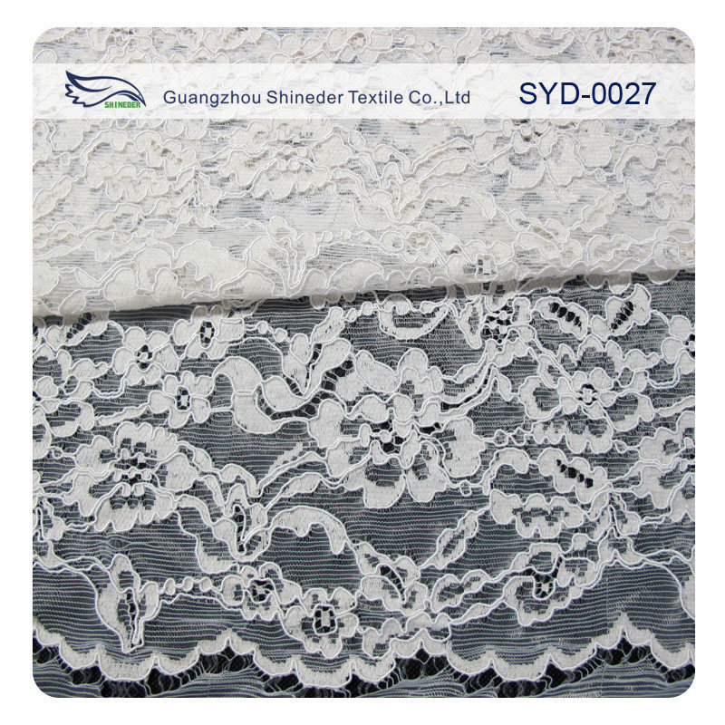 Silver Fashion Swiss Corded Jacquard Lace Fabric Brides Dresses