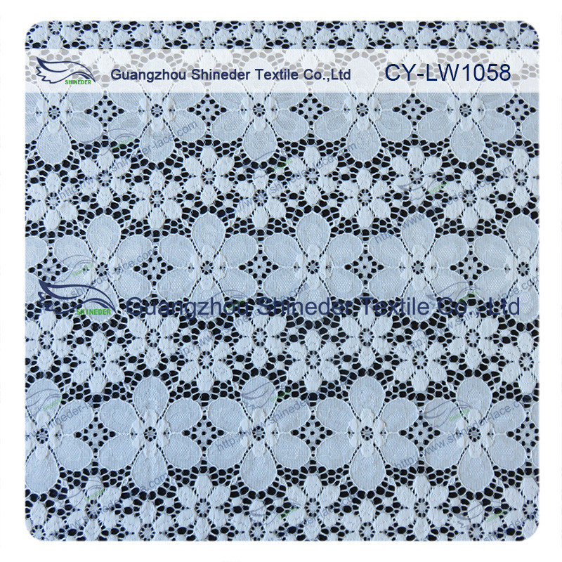 Nylon Spandex Elastic Blue Floral Lace Fabric Trim For Lady Garment