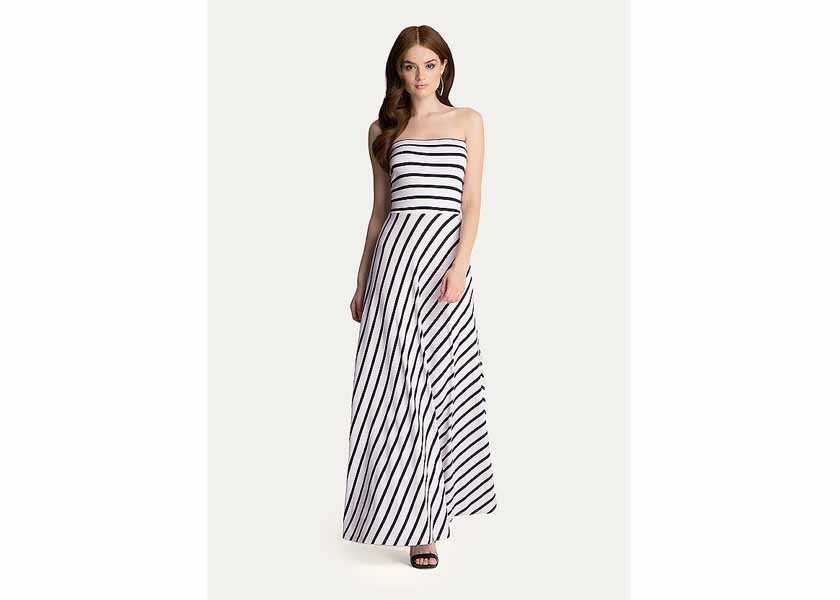 Summer Beach Casual Womens Dresses Strapless Pencil Stripes