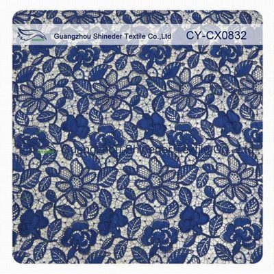 Stretchy Polyester Floral Navy Blue Lace Fabric Trimming Custom Printed