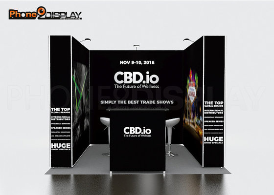 Lightweight Expo Display Stands , Aluminum Backlit Fabric Trade Show Booth