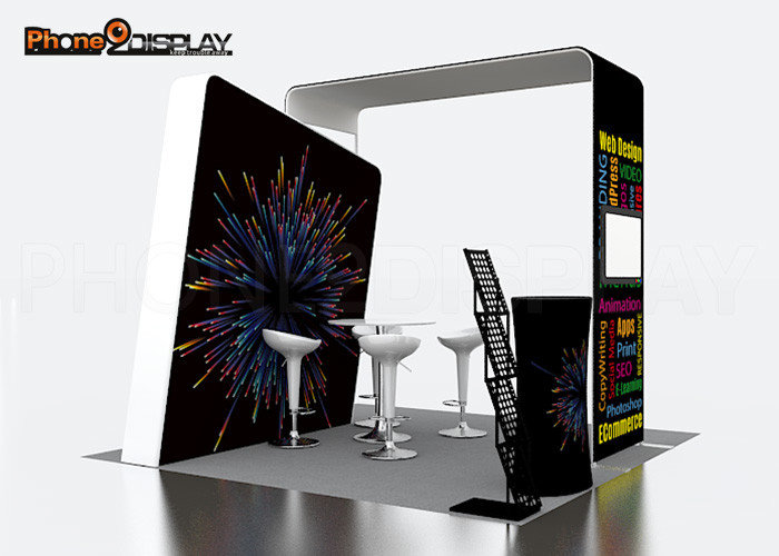 10x10ft 긴장 직물 부스 광고를 위한 알루미늄 구조 전시회 부스 디자인 3x3