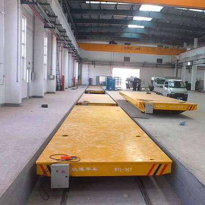 Electric railroad transfer vehicle with steel frame for transportation