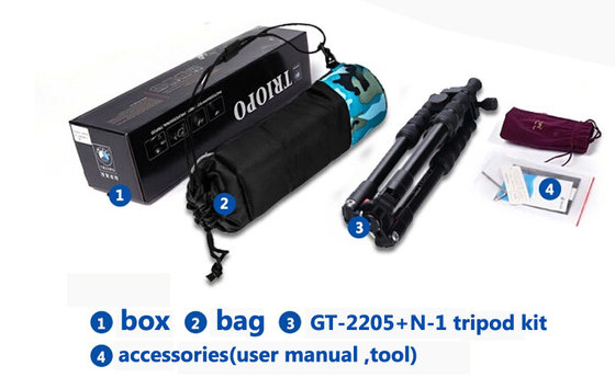 TRIOPO GT-2205+N-1 protable camera tripod kit ,macro tripod and camera tripod