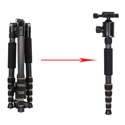  Portable Carbon Camera Tripod Monopod Kit with Ball Head(GT-2505X8.C+Q-2)