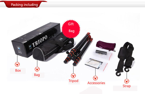 TRIOPO MT-2504X8.C+NB-1S tripod kit ,aluminium alloy tripod and SLR camera  tripod with monopod for Nikon,Canon,Sony
