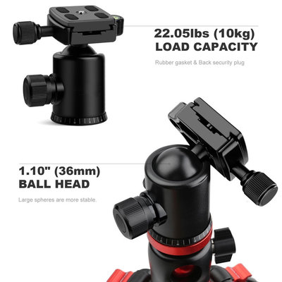 TRIOPO DSLR Camera Tripod 66 Inch Aluminum Alloy Travel Monopod with Ball Head for Digital Cameras