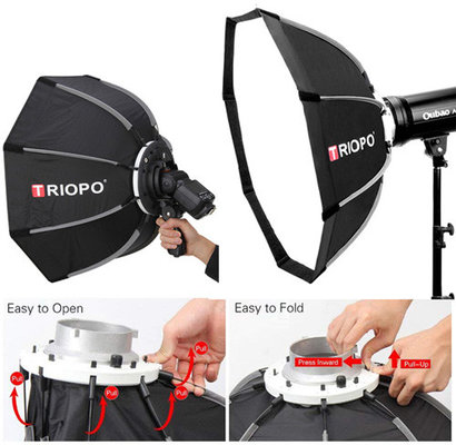 TRIOPO Quick-Collapse studio flash light Softbox for Bowen mount or Elichrom mount