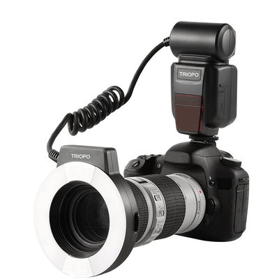 Macro Ring Light Flash, TRIOPO Concept TR-15EX TTL Speedlite LCD Display and Wireless Slave Function with Adapter Rings