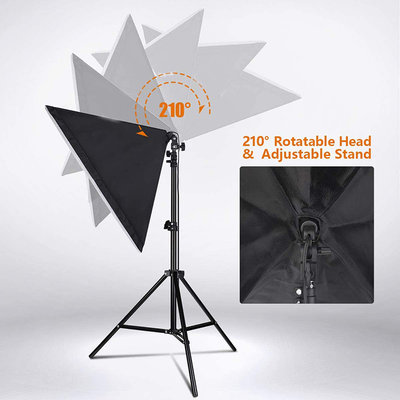 Photography Softbox Lighting Kits Professional Light System With 2pcs E27 Photographic Bulbs Photo Studio Equipment