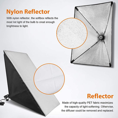 Photography Softbox Lighting Kits Professional Light System With 2pcs E27 Photographic Bulbs Photo Studio Equipment