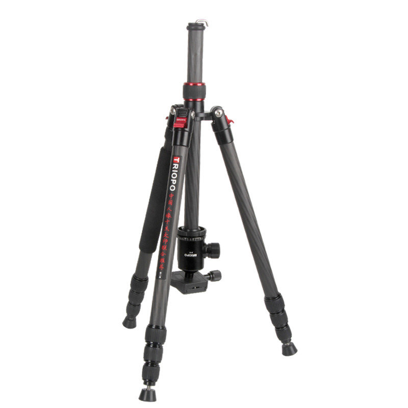 T-258G Compact Travel Professional Carbon Fiber Camera Tripod, 180 Folding 1 Leg Detachable Carbon Fiber Tripod Monopod