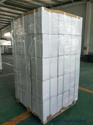 composite strap, hot melted strap in transport/logistics packaging, fixing, warehousing etc