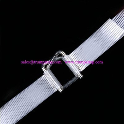 composite strap, wire buckles in transport/logistics packaging, fixing, warehousing etc