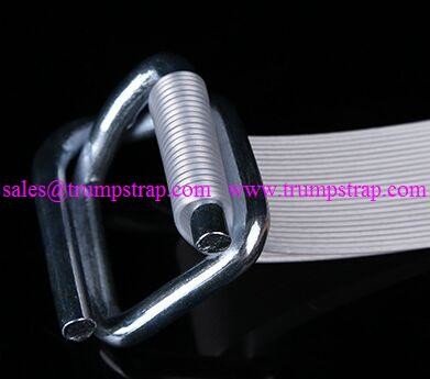 composite strap, lash buckle in transport/logistics packaging, fixing, warehousing etc