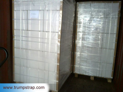 composite strap, cord strapping, woven strap in transport/logistics packaging