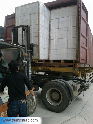 composite strap, cord strapping, cordstrap, woven strap in transport/logistics packaging