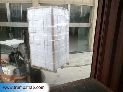 composite strap, cord strapping, cordstrap, woven strap in transport/logistics packaging