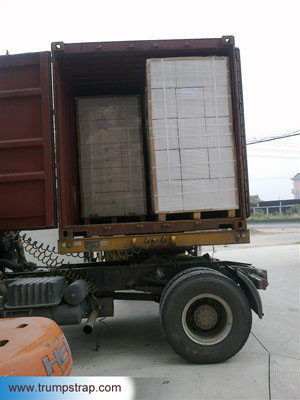 composite strap, cord strapping, cordstrap, cord lash, woven strap in transport/logistics packaging