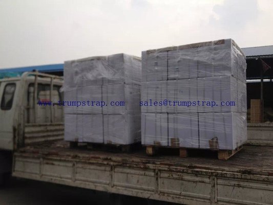composite strap, polyester strap, cordstrap, lash webbing, dunnage bag, FIBC,woven strap in transport/logistics package