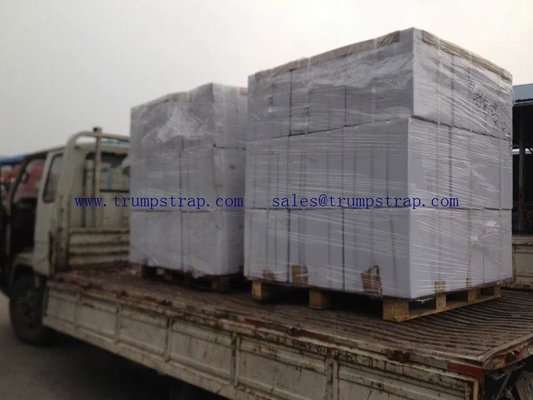 composite strap, polyester strap, cordstrap, lash webbing, dunnage bag, FIBC,woven strap in transport/logistics package