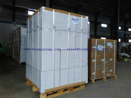 composite strap, polyester strap, cordstrap, lash webbing, dunnage bag, FIBC,woven strap in transport/logistics package