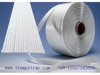 composite strap, polyester strap, cordstrap, lash webbing, dunnage bag, FIBC,woven strap in transport/logistics package