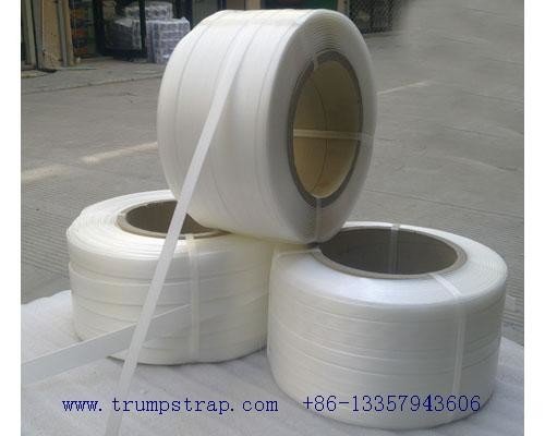 composite strap, polyester strap, cordstrap, lash webbing, dunnage bag, FIBC,woven strap in transport/logistics package