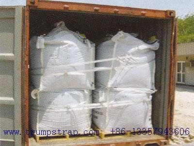 composite strap, polyester strap, cordstrap, lash webbing, dunnage bag, FIBC,woven strap in transport/logistics package
